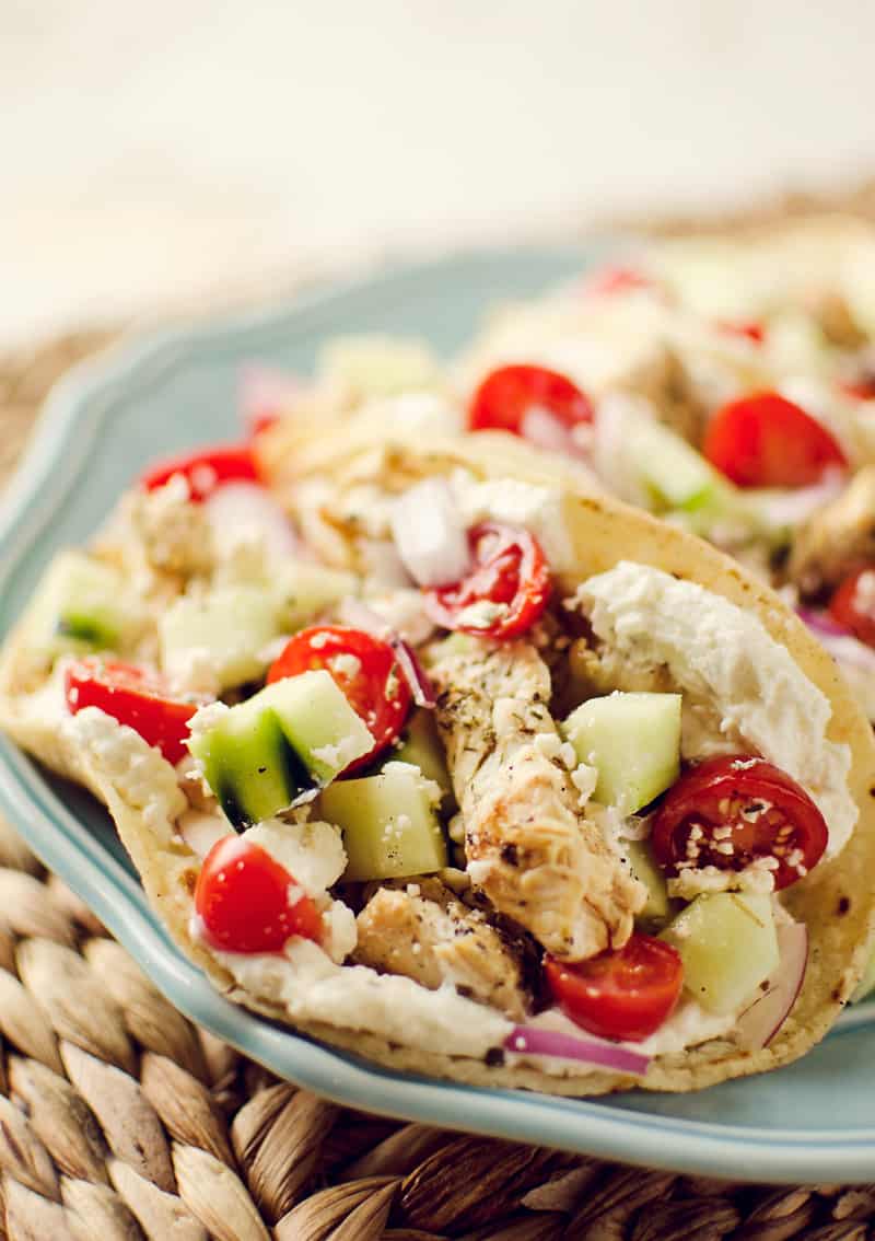 Greek Chicken Tacos with Whipped Feta