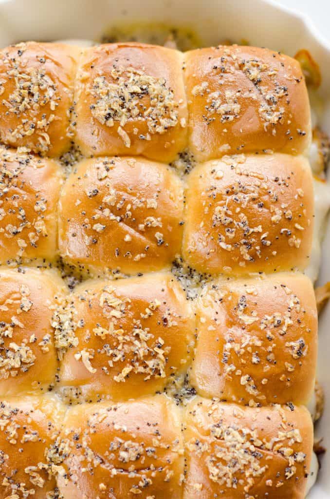 Cheesy BBQ Pork Baked Sliders