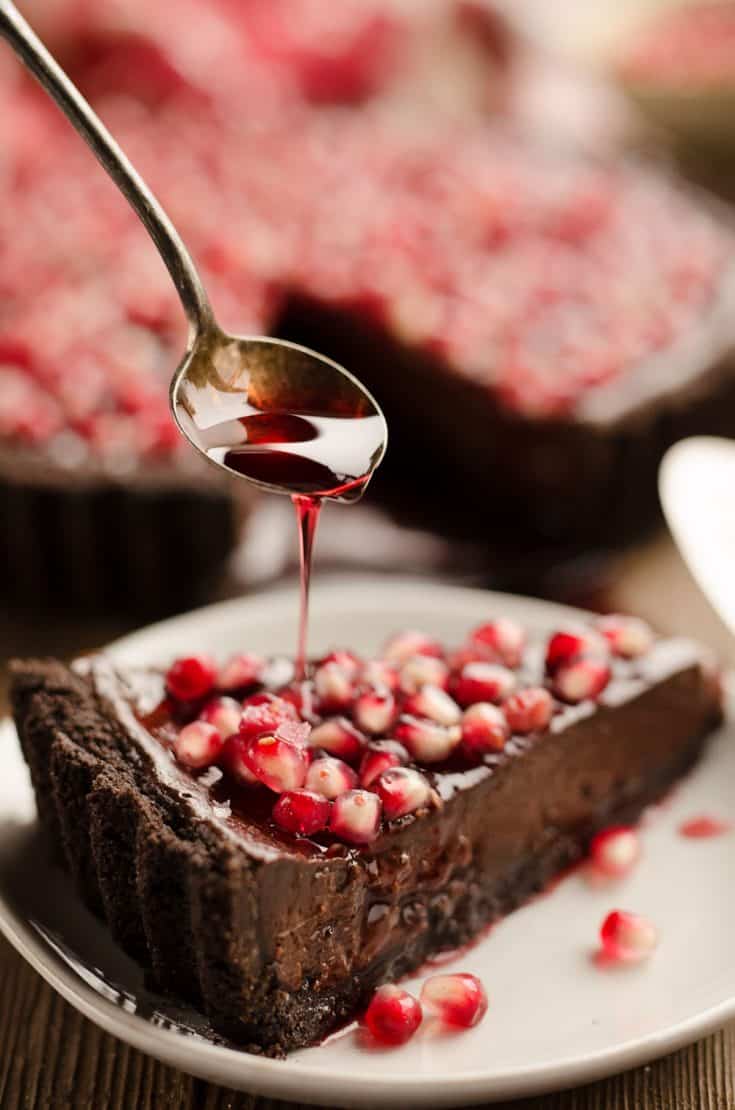 Salted Dark Chocolate Pomegranate Tart
