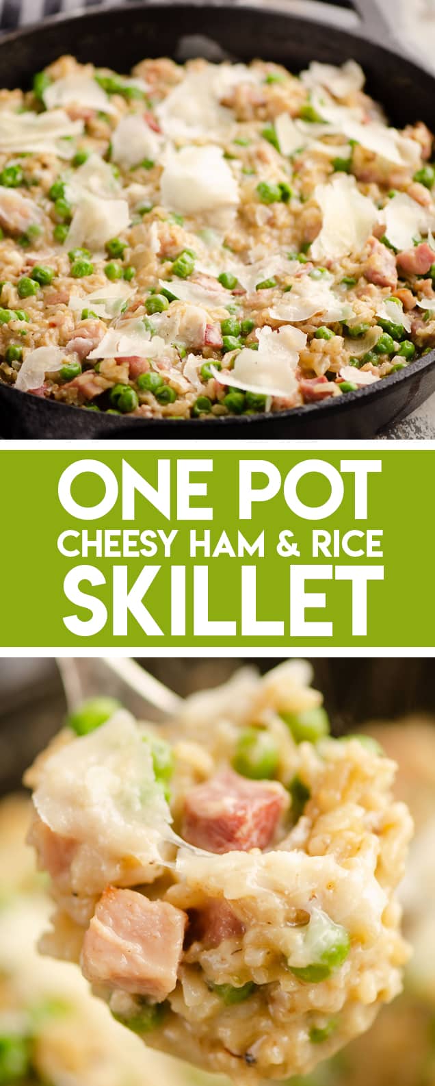 One Pot Cheesy Ham & Rice Skillet - Lightened Up!