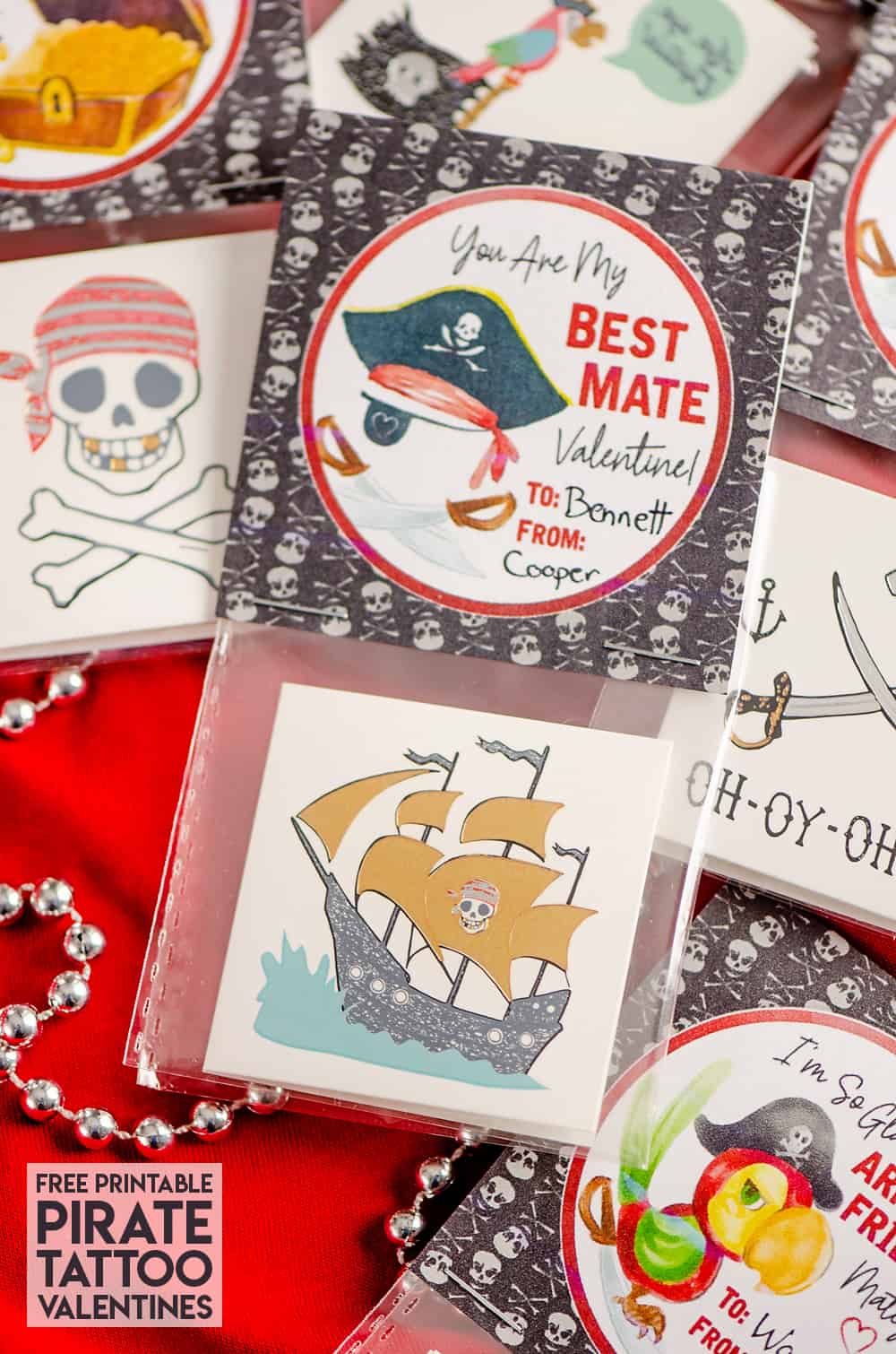 Free Printable Pirate Tattoo Valentines