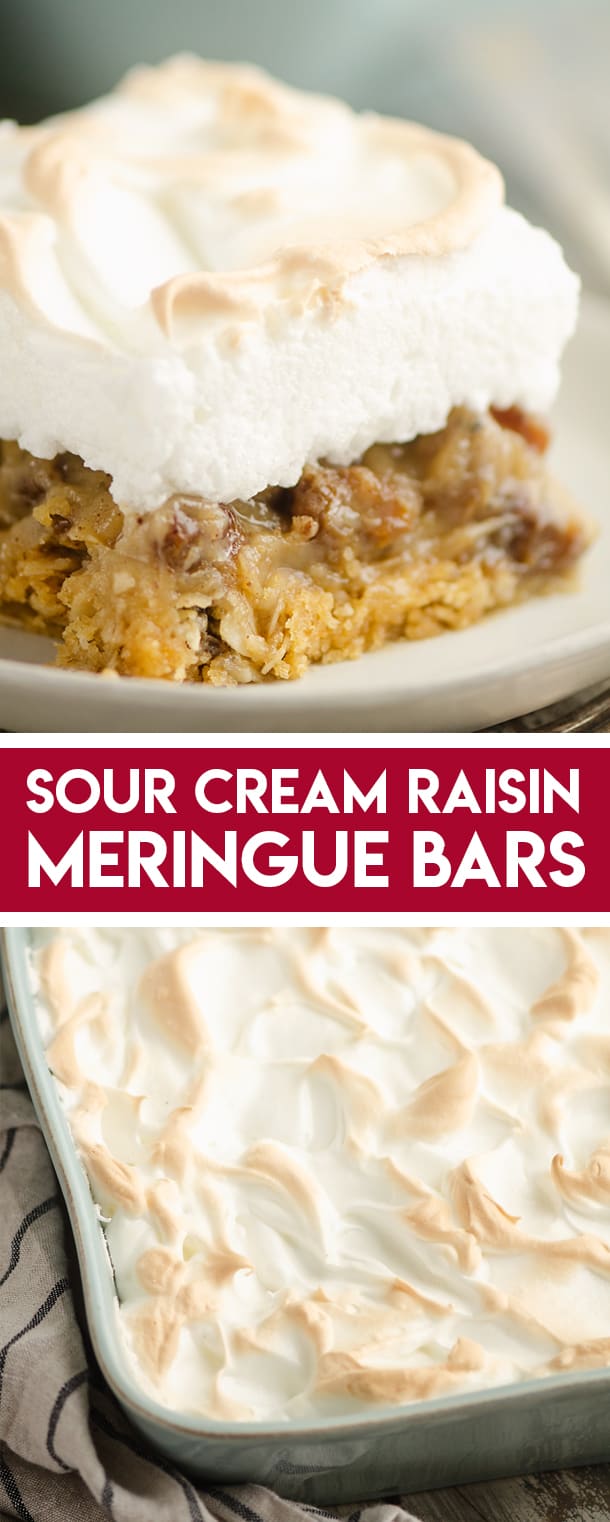 Sour Cream Raisin Meringue Bars