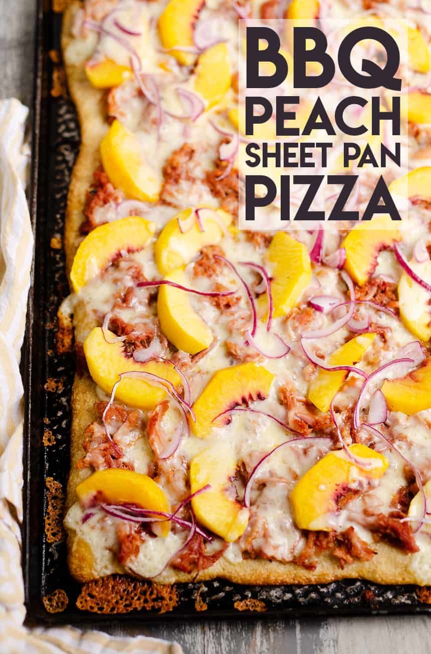 BBQ Peach Sheet Pan Pizza