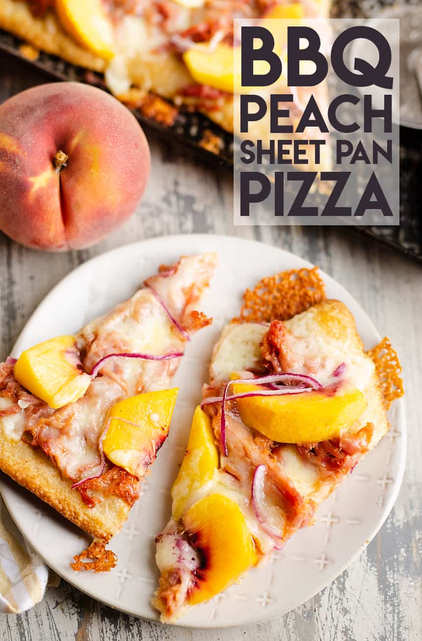 BBQ Peach Sheet Pan Pizza