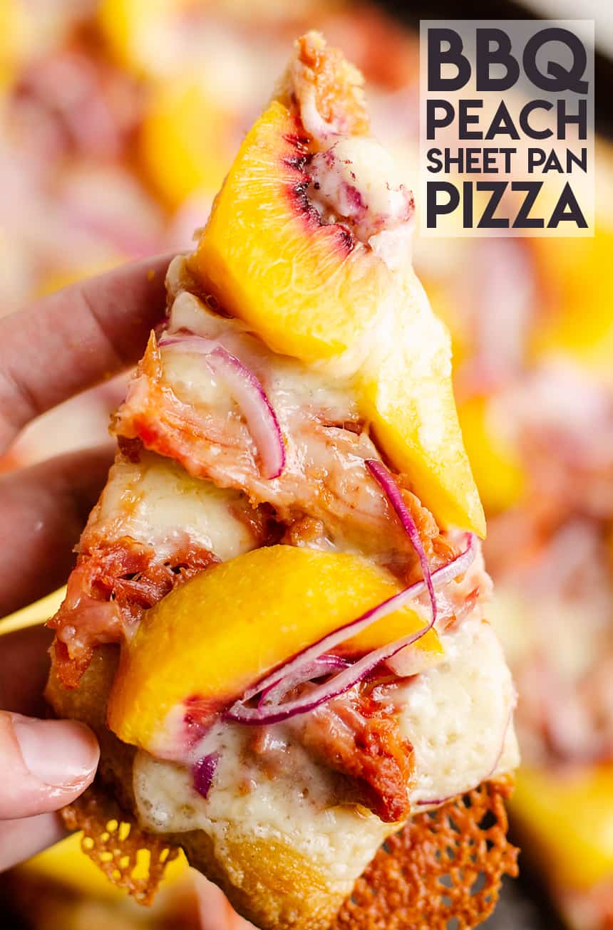 BBQ Peach Sheet Pan Pizza
