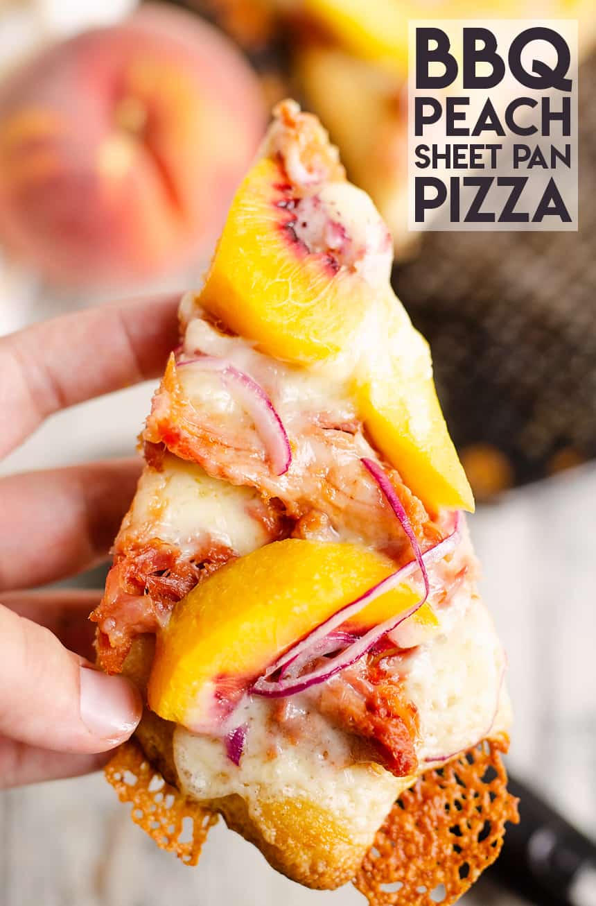 BBQ Peach Sheet Pan Pizza