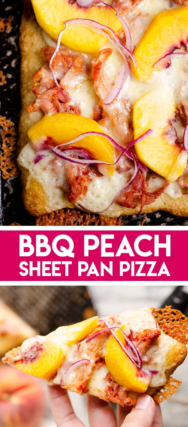 BBQ Peach Sheet Pan Pizza