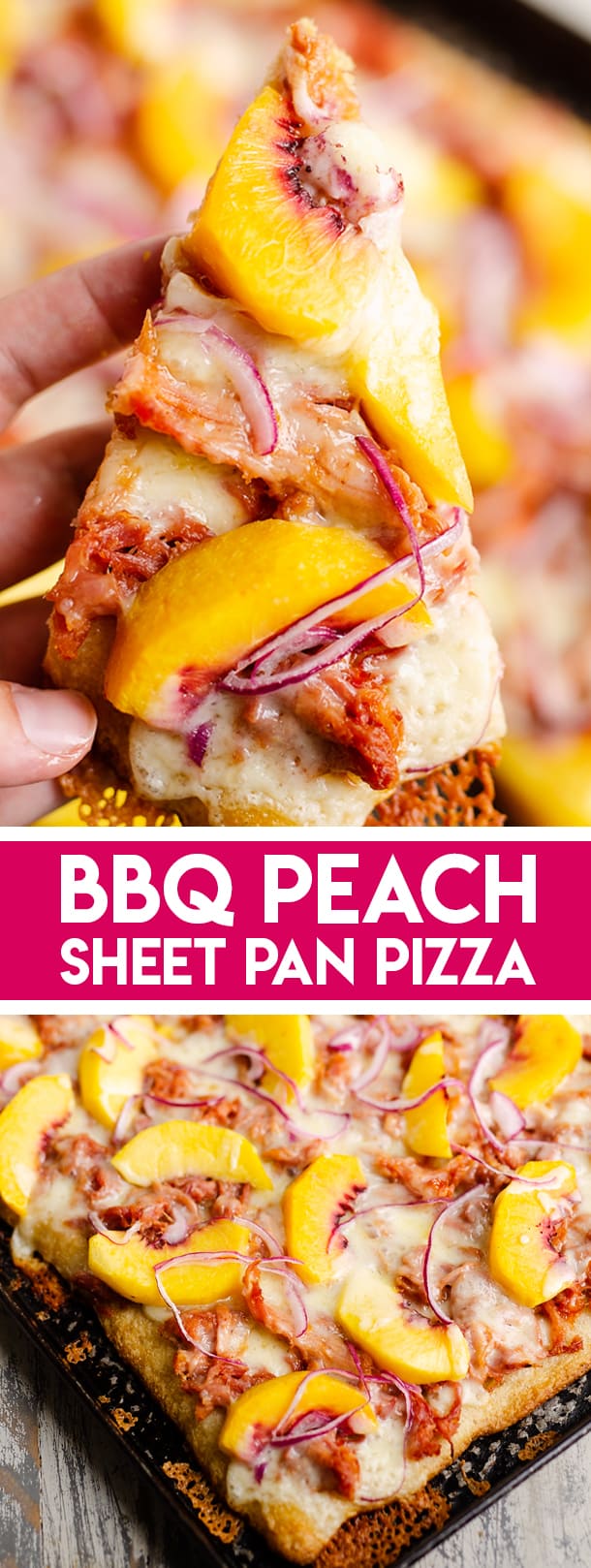 BBQ Peach Sheet Pan Pizza