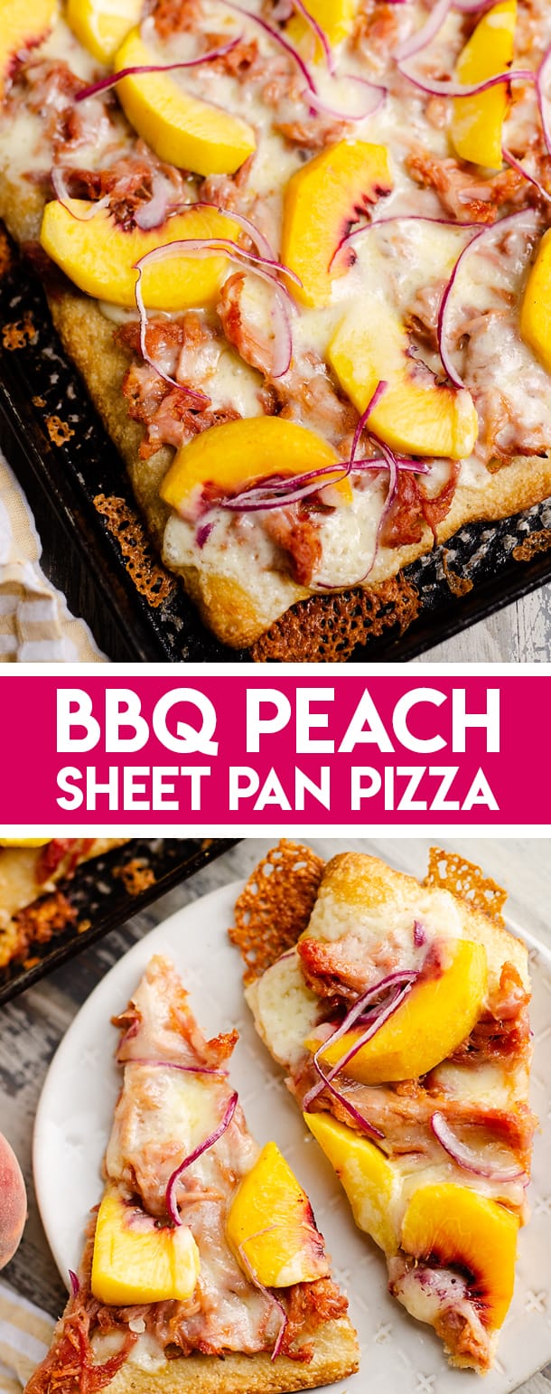 BBQ Peach Sheet Pan Pizza