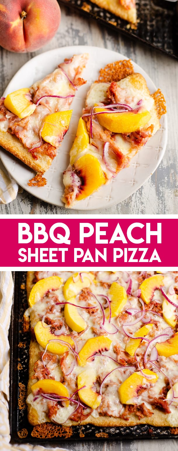 BBQ Peach Sheet Pan Pizza
