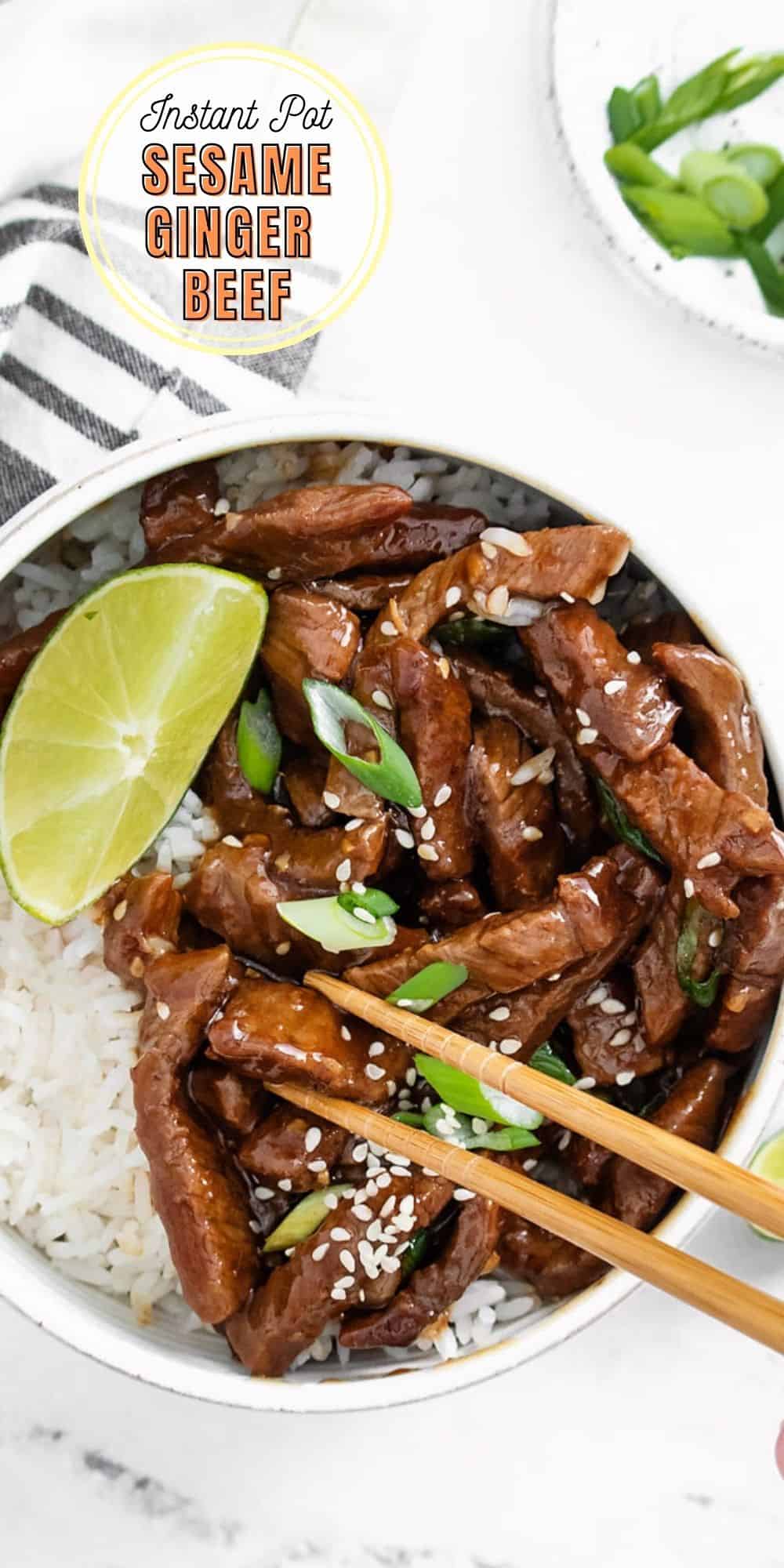 Instant Pot Sesame Ginger Beef with Rice