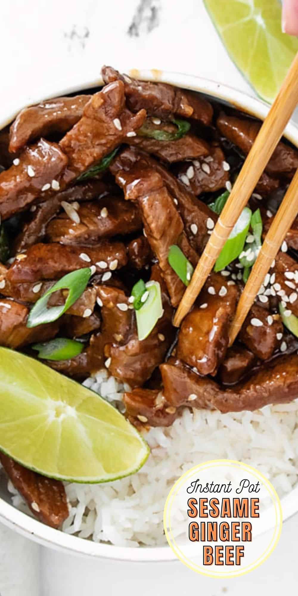 Instant Pot Sesame Ginger Beef with Rice