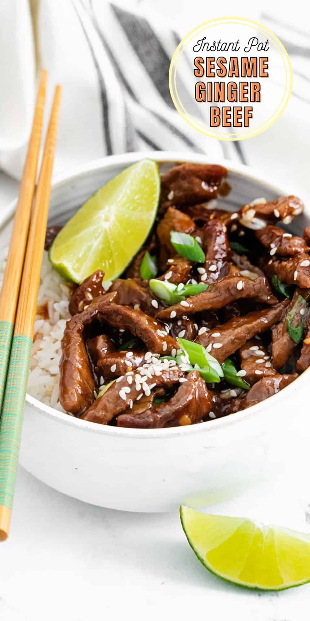 Instant Pot Sesame Ginger Beef with Rice