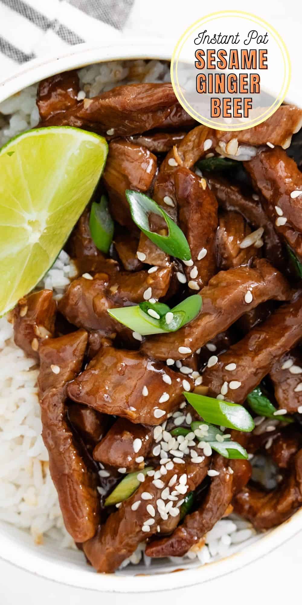 Instant Pot Sesame Ginger Beef with Rice