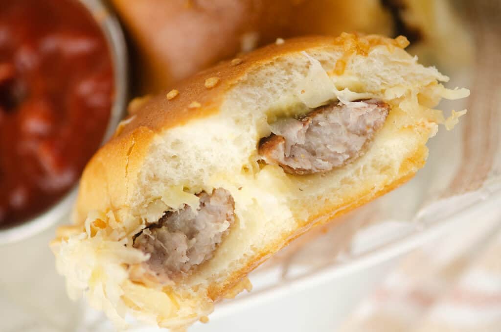 Cheesy Sauerkraut Brat Sliders