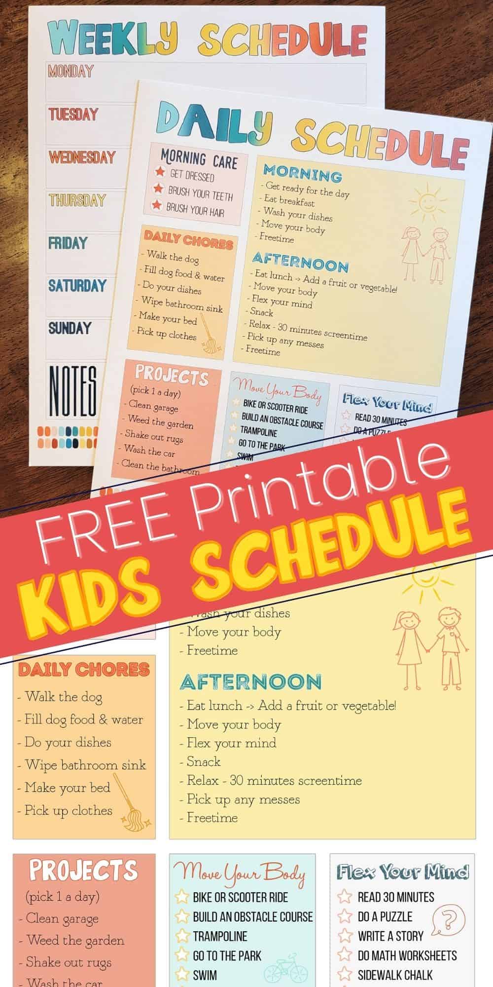 FREE Kids Daily Routine Chart