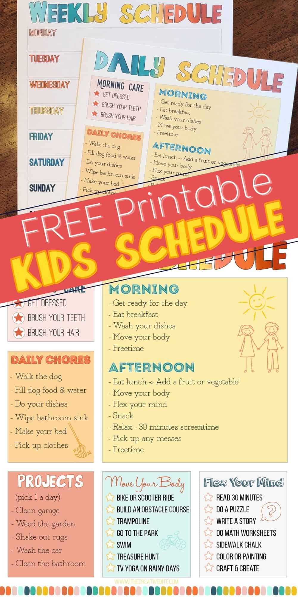 FREE Kids Daily Routine Chart