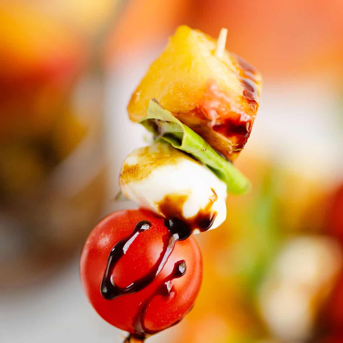 Peach Caprese Skewers - The Creative Bite