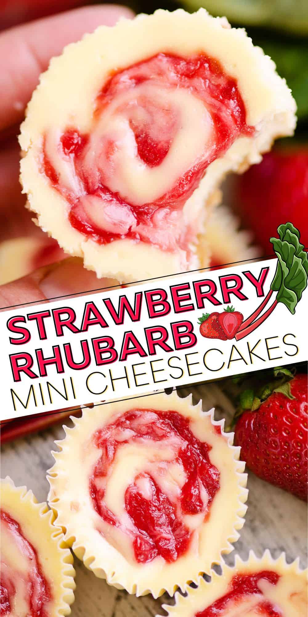 Strawberry Rhubarb Mini Cheesecakes