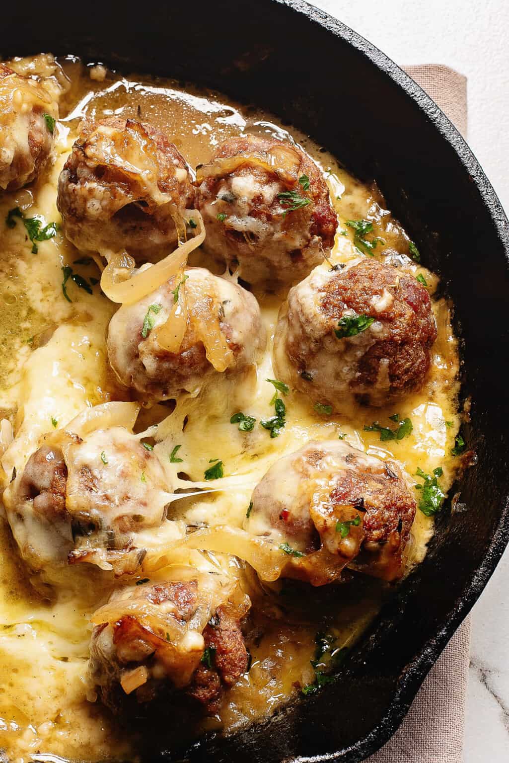 French Onion Meatballs